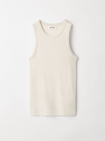 Fine Knit Singlet - Tops - Cream | Soft Goat