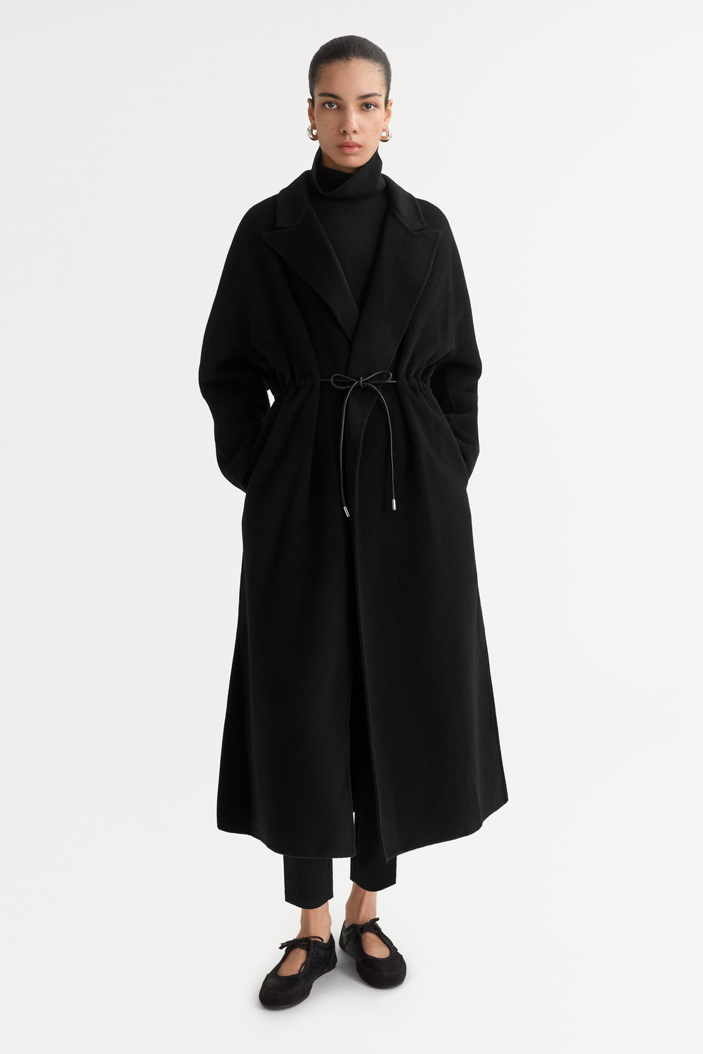 Drawstring coat - Jackets & Coats - Black | Soft Goat