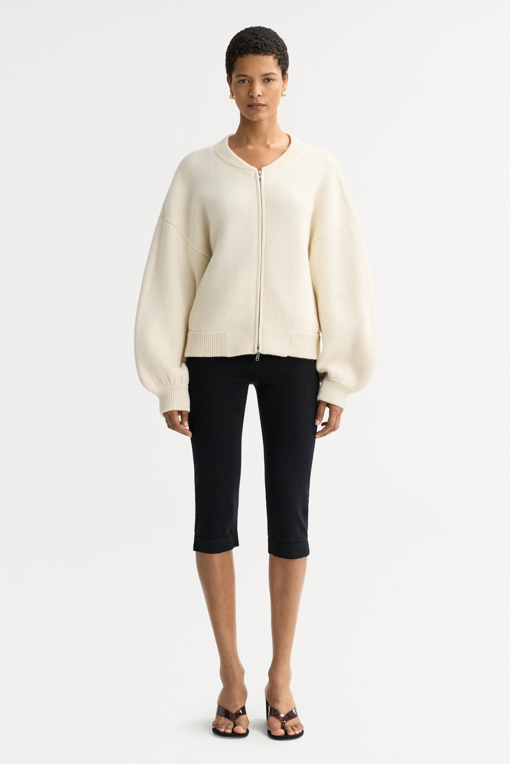Bomber cardigan - Cardigans - Feather White | Soft Goat